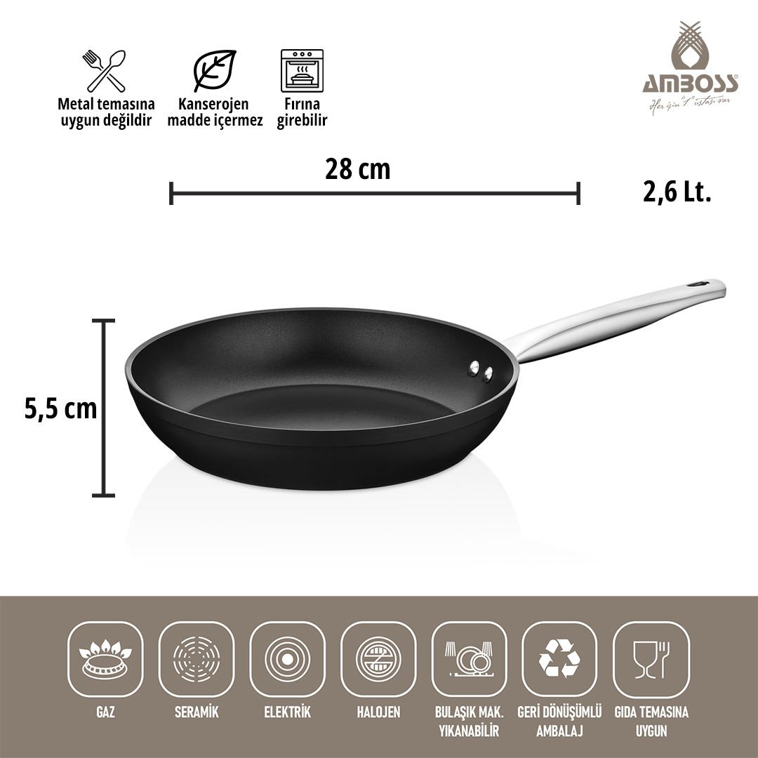 Amboss Dark Tava Yanmaz Yapışmaz Tava - 28x5,5 cm-Tava Grubu-Amboss ...