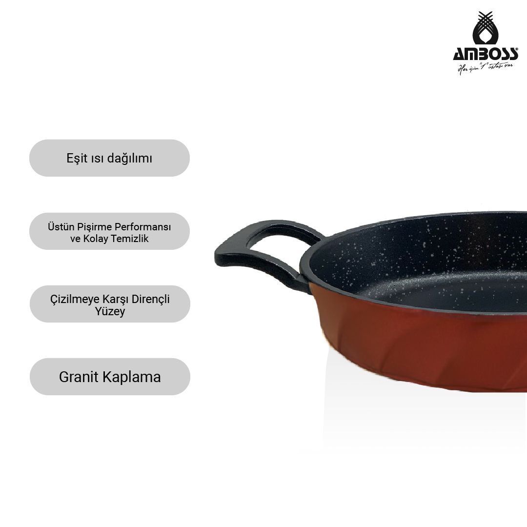 Amboss Vento 3 Parça Döküm Sahan Omlet Seti (Kırmızı)-Tava Grubu-Amboss ...