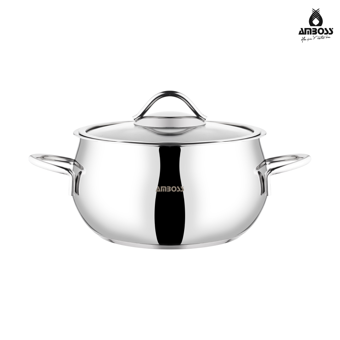 Amboss 10 Parça Big Steel Paslanmaz Çelik Cam Kapaklı Derin Tencere ...