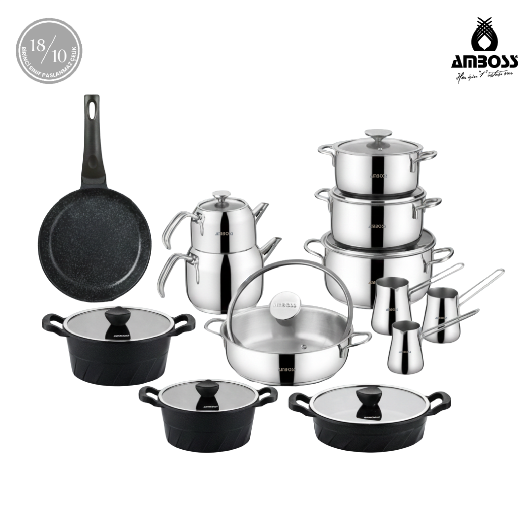 Amboss Cool Kuvars Premium 21 Parça Çeyiz Seti-Tencere Setleri-Amboss ...
